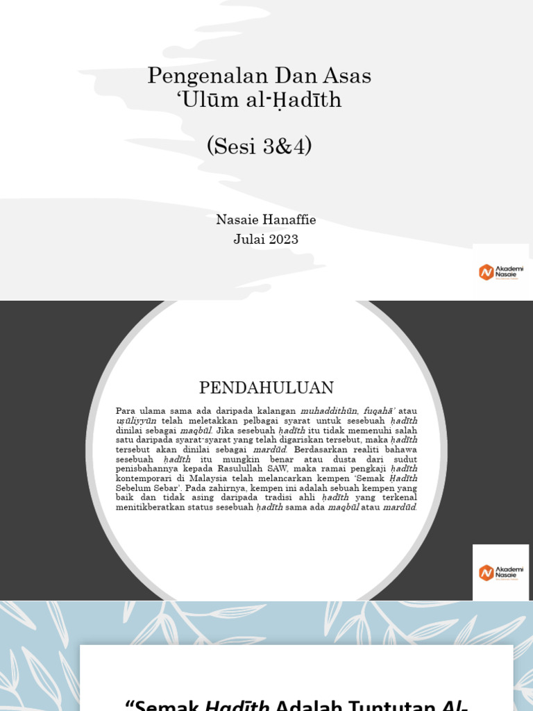 Asas Ulum Hadith Sesi 3,4 | PDF