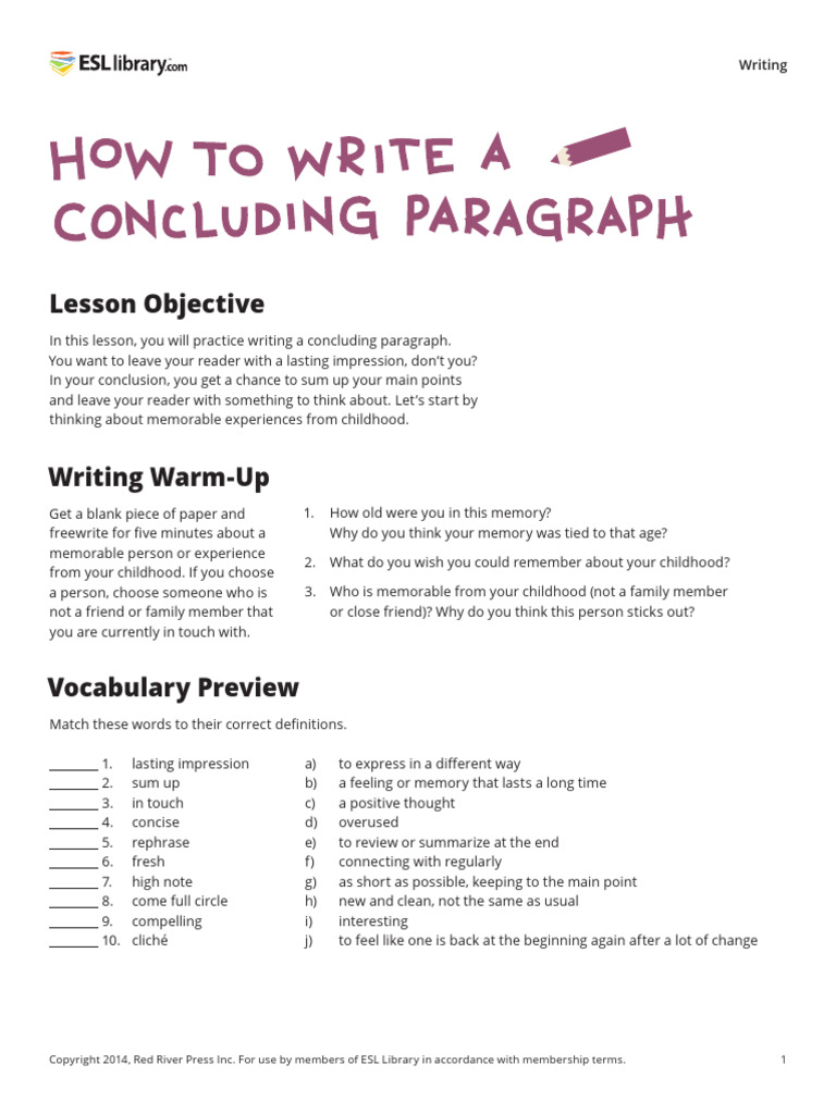 How To Write A Concluding Paragraph | PDF | Essays | Thesis