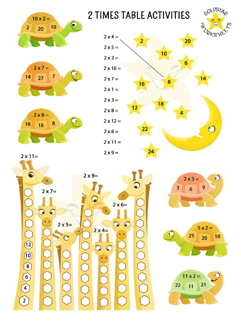 2times Tables Mixed Activities On One Page - Version1 - Easiest ...