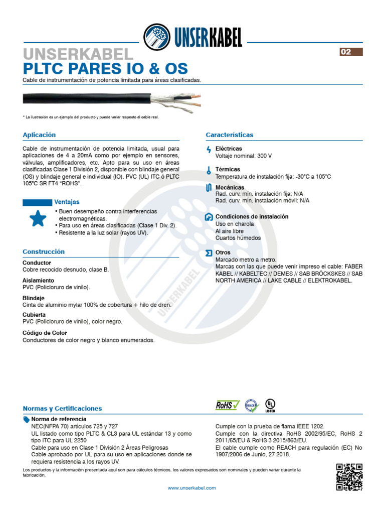 Cable de Instrumentación PLTC para Áreas Peligrosas | PDF | Conductor ...