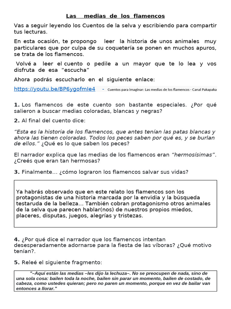 14 LAS MEDIAS DE LOS FLAMENCOS 5to | PDF | Zoología
