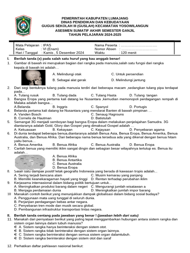 Soal ASAS IPAS Kelas 6 | PDF