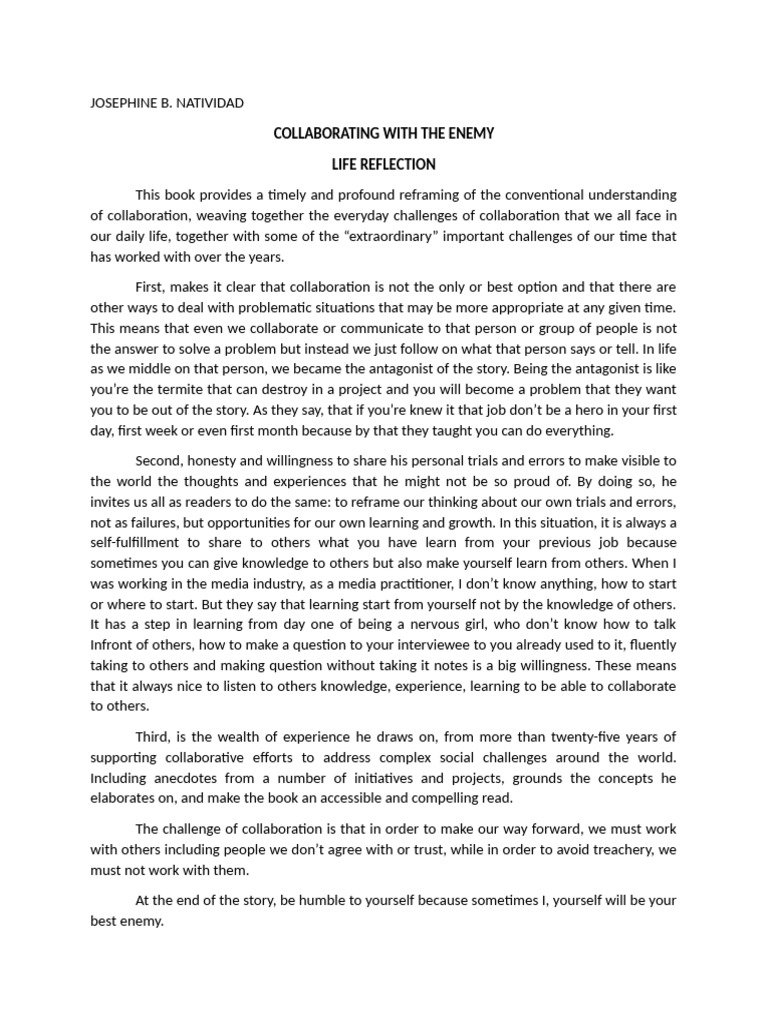 Collaborating With The Enemy - Natividad, Josephine B. | PDF | Human ...