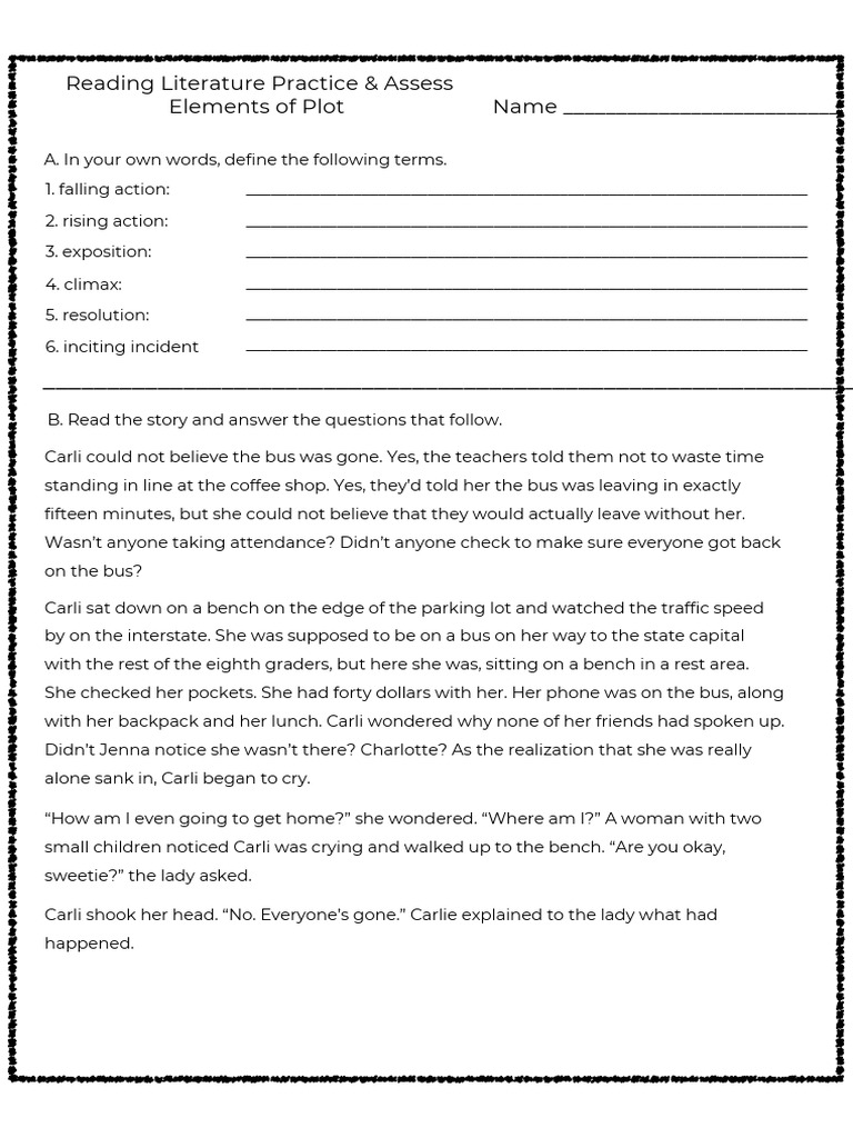 Elements of Plot: Literature Practice | PDF