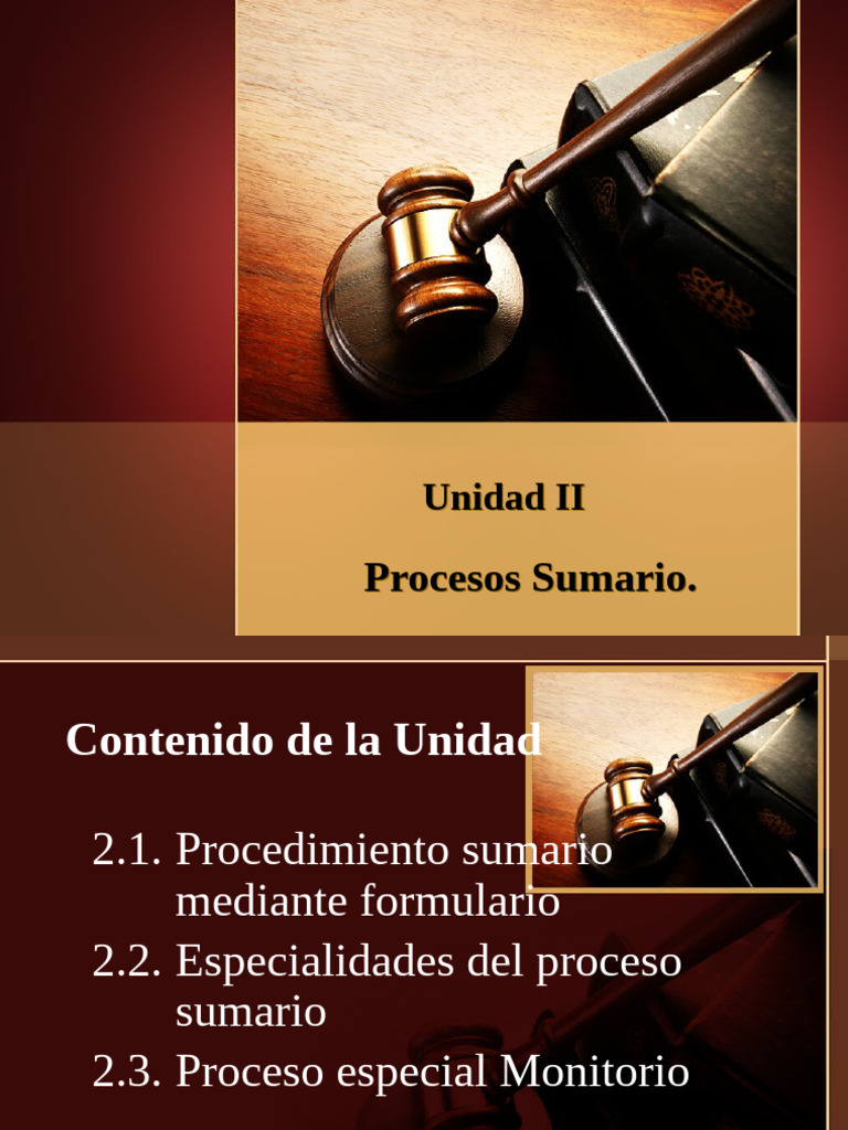 Unidad II Proceso Sumario Formularios | PDF | Pagos | Demanda judicial