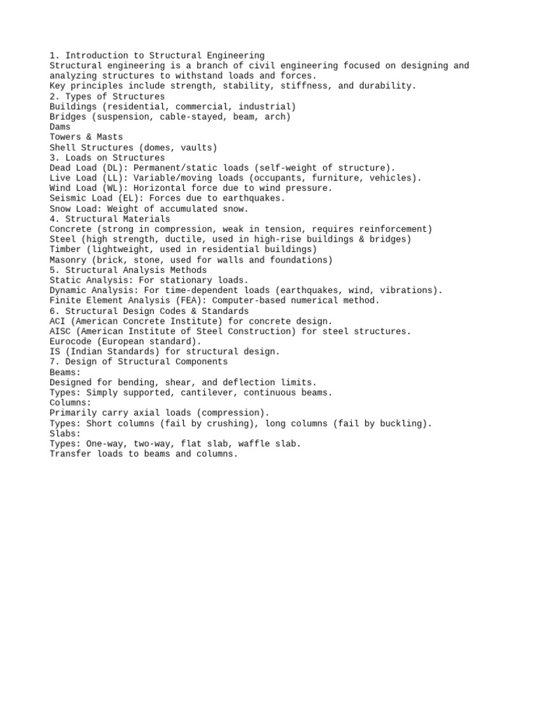 Structural Enginering Notes | PDF