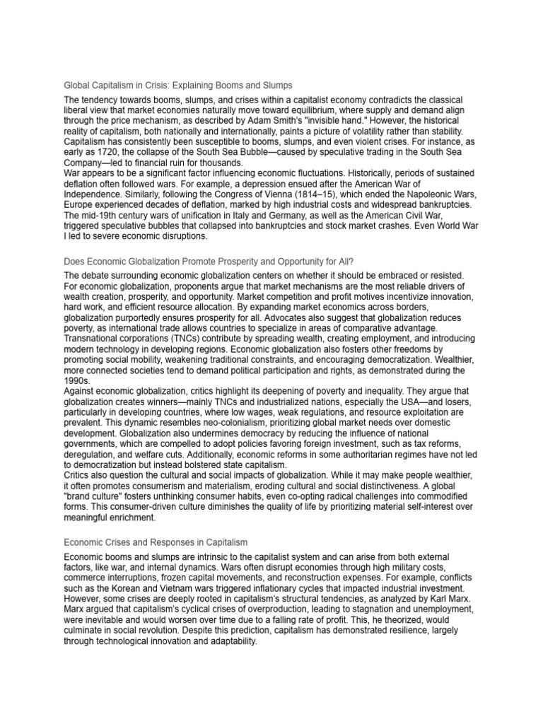 Global Capitalism in Crisis Explaining Booms and Slumps | PDF ...