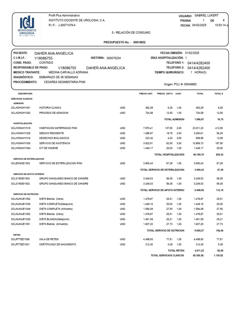 Corte de Cuenta - Pcte Daher Ana | PDF
