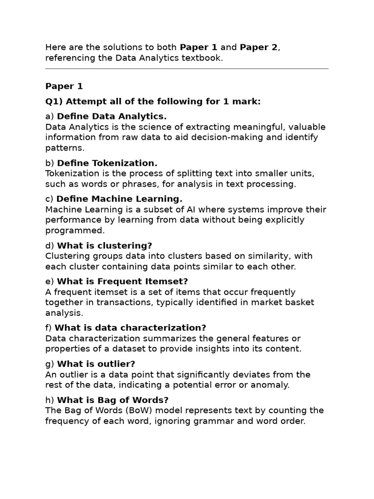 Data Analytics All Paper Solution | PDF | Receiver Operating ...