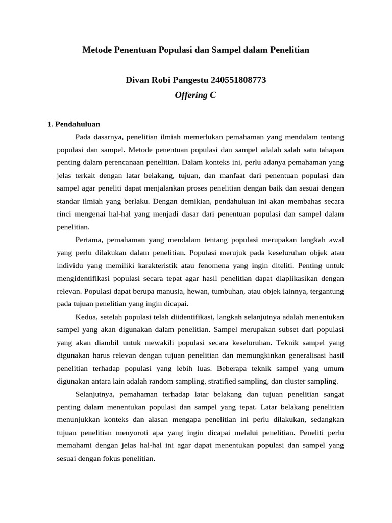 11 - 20 Divan Robi Metode Penentuan Populasi Dan Sampel Dalam Penelitian | PDF