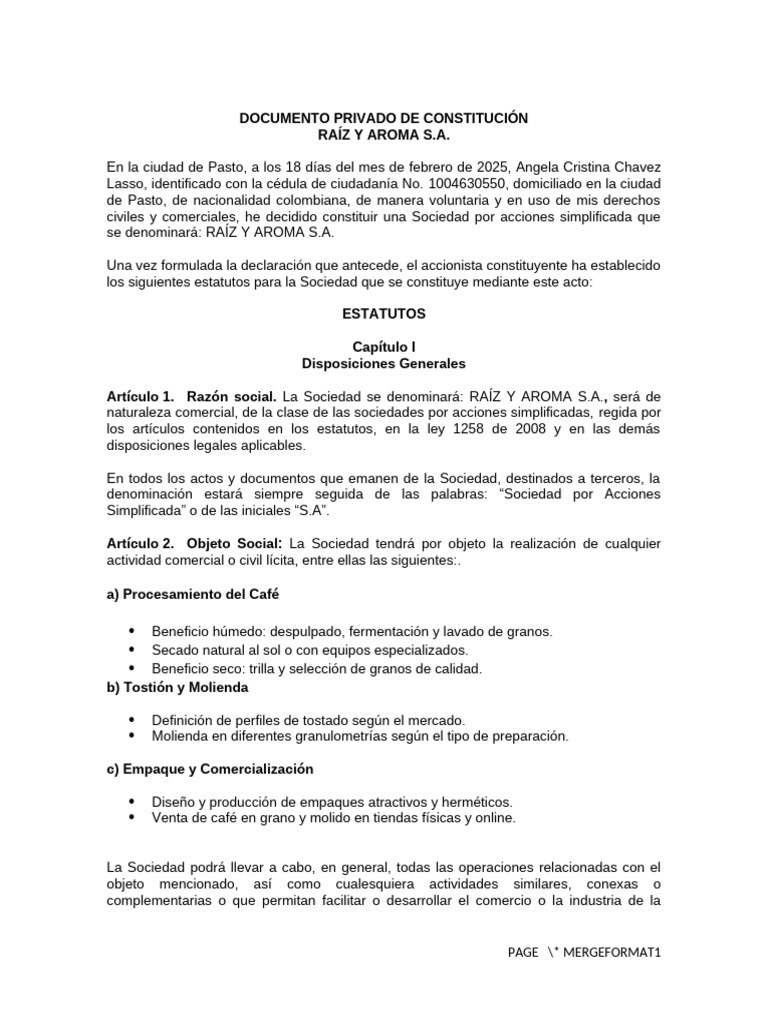 Modelo Estatutos Sas | PDF | Sociedad de responsabilidad limitada | Compartir (Finanzas)