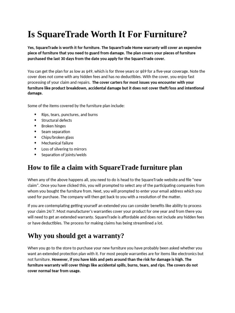 Is SquareTrade Worth It For Furniture | PDF