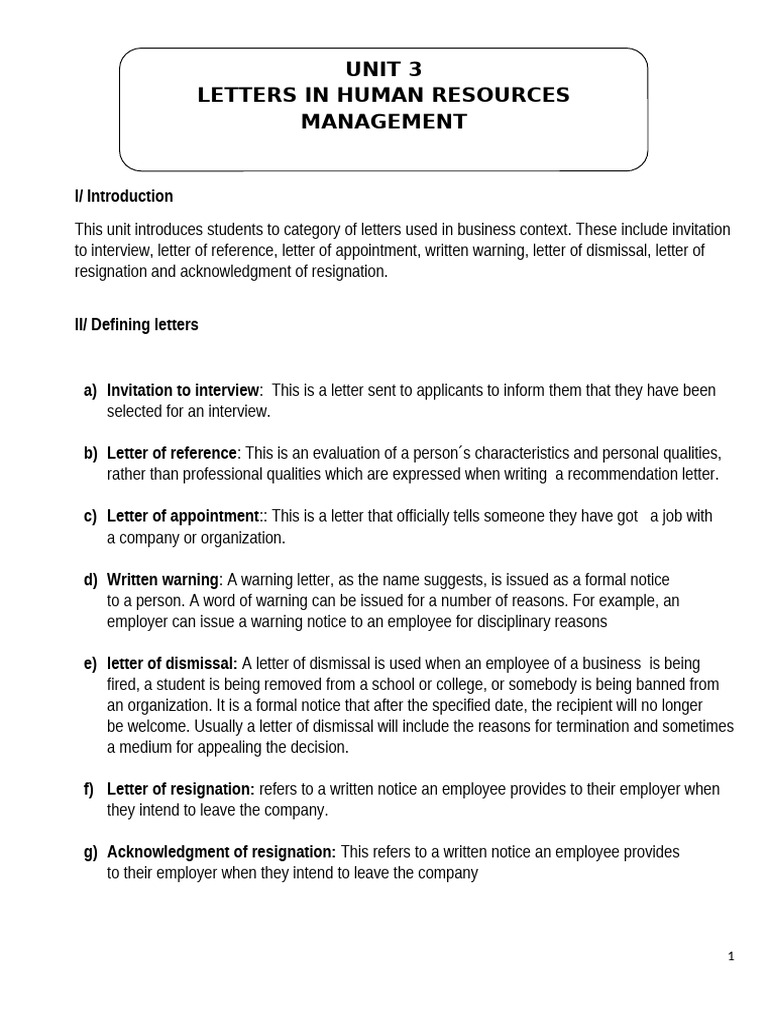UNIT 3 LETTERS IN LAW | PDF | Employment | Business