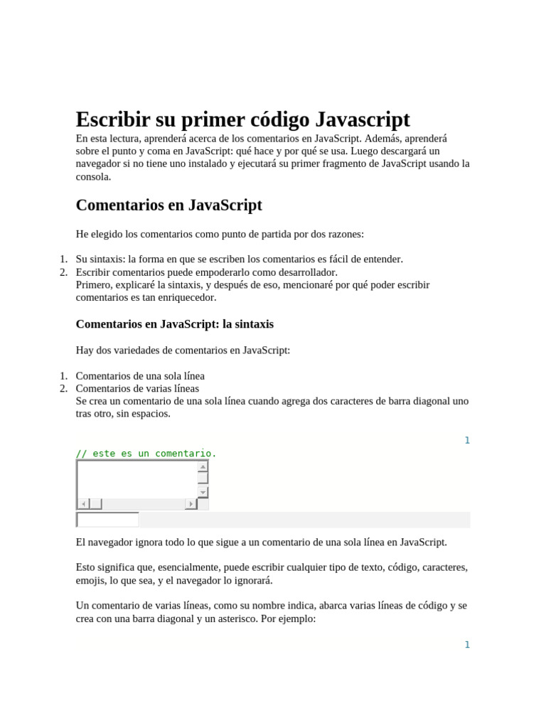 Escribir Su Primer Código Javascript | PDF | Script Java | Interfaz de línea de comando