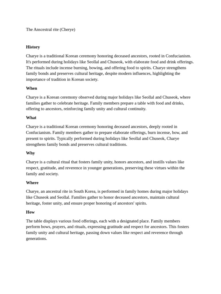 The Anscestral Rite (Charye) | PDF