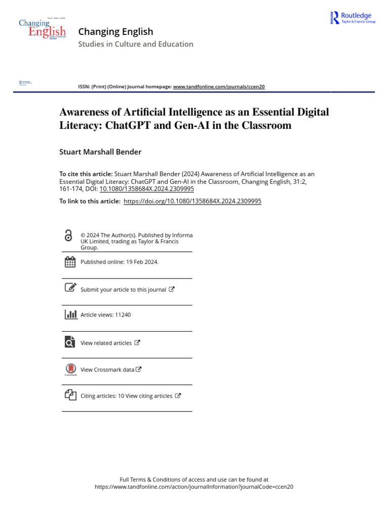 Awareness of Artificial Intelligence As An Essential Digital Literacy ...