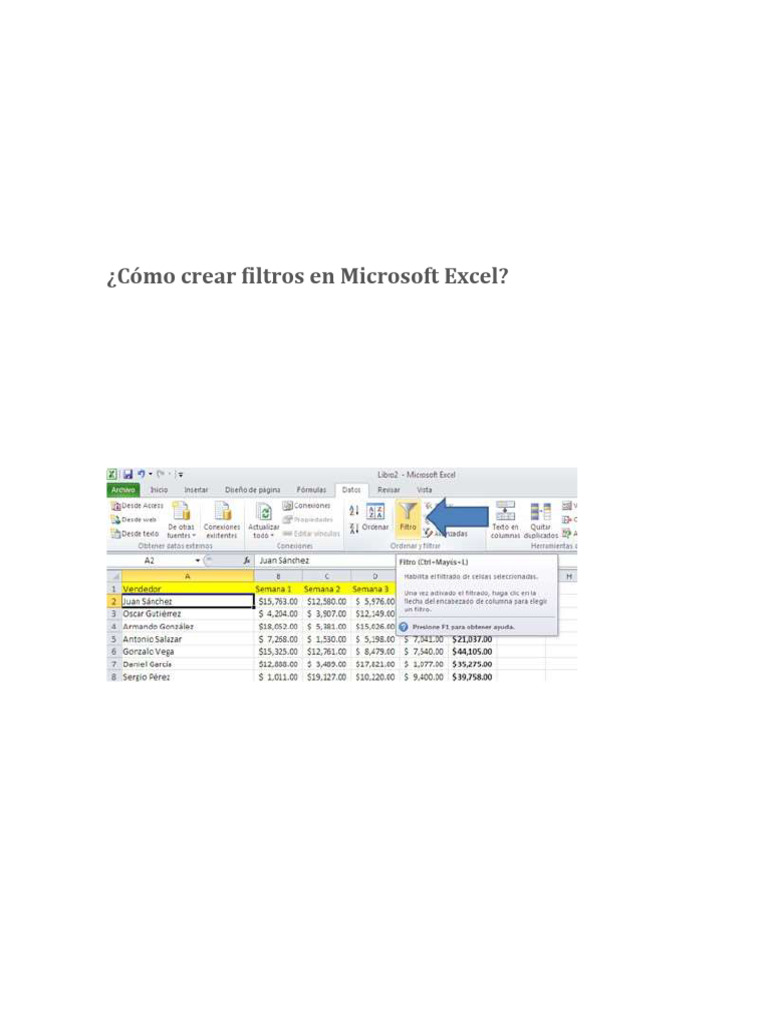 Filtros en Excel | PDF | Microsoft Excel | Hoja de cálculo