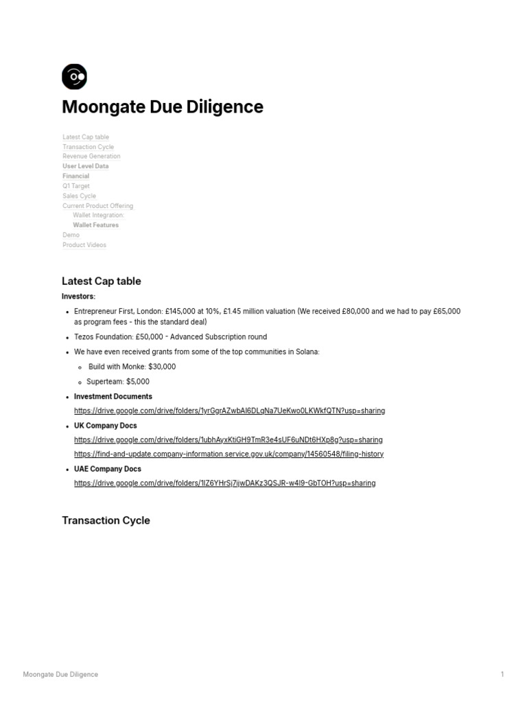 Moongate Due Diligence | PDF