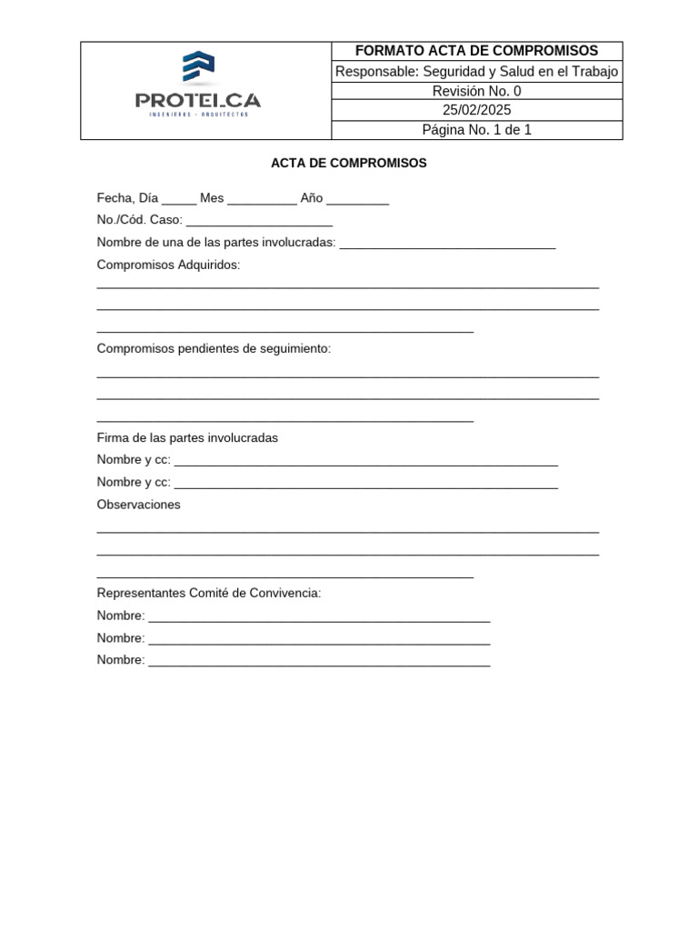 Formato Acta de Compromisos | PDF