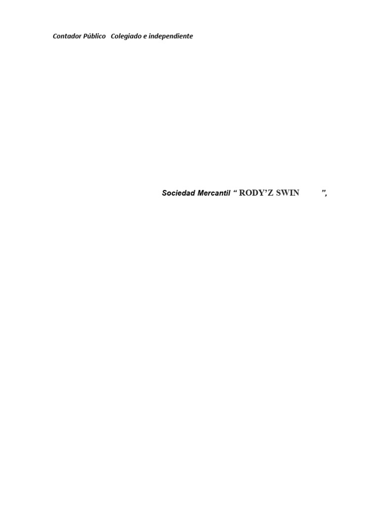 Informe de Comisario Rody'z Swin | PDF