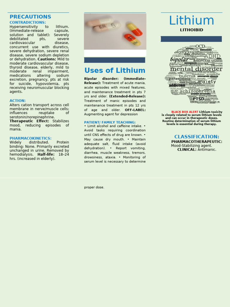 lithium drug pamphlet | PDF | Mania | Pharmacology