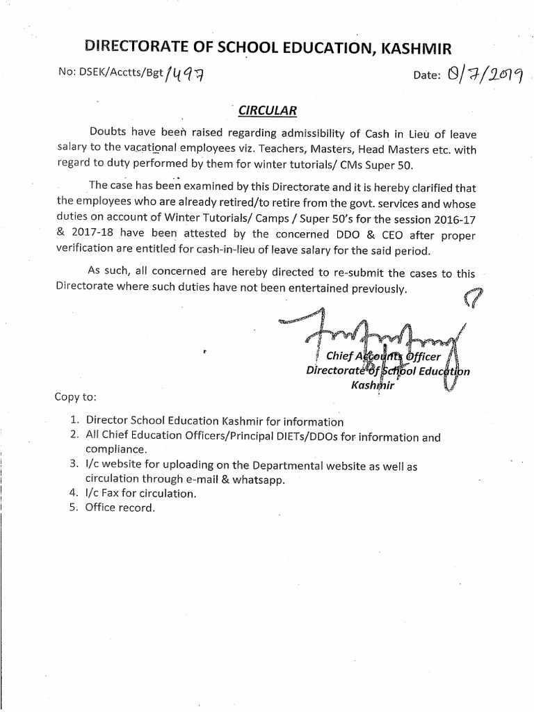 Circular Leave Salary | PDF