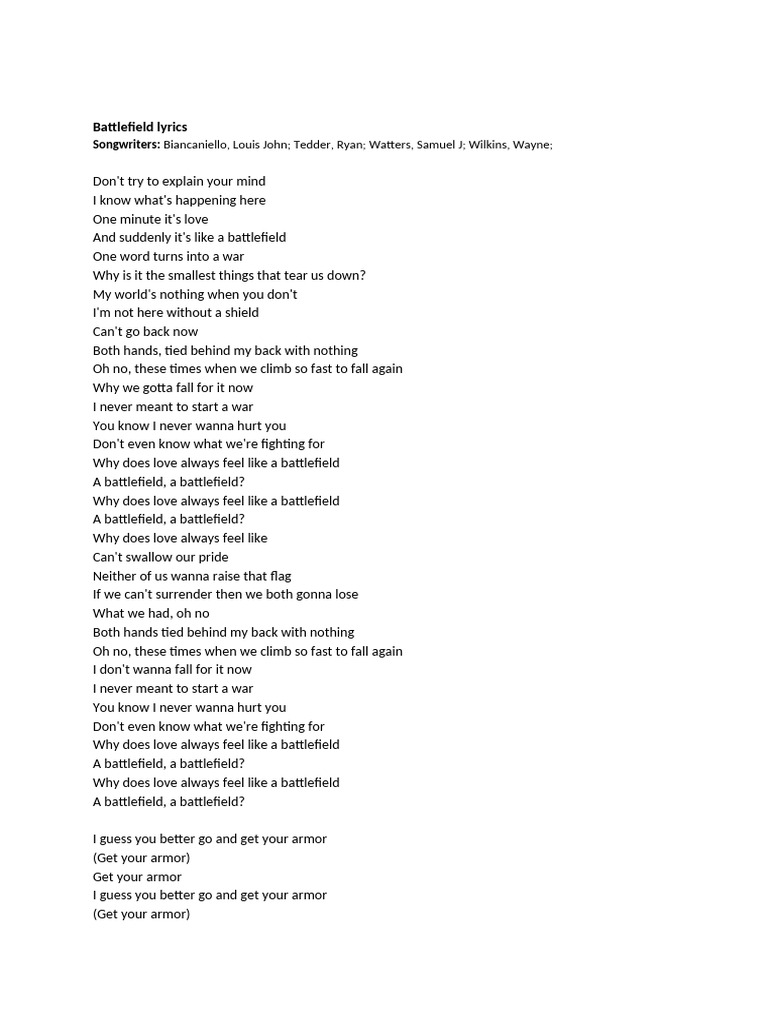 Battlefield Lyrics Analysis | PDF