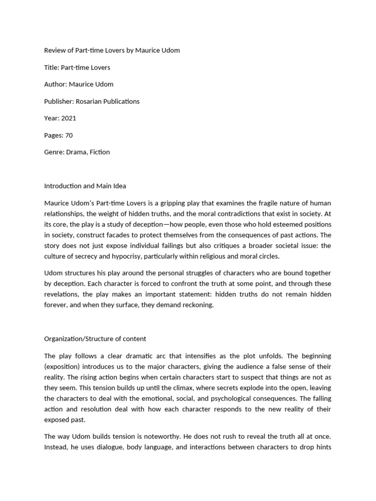 Review of Part-Time Lovers 6 | PDF | Deception | Truth
