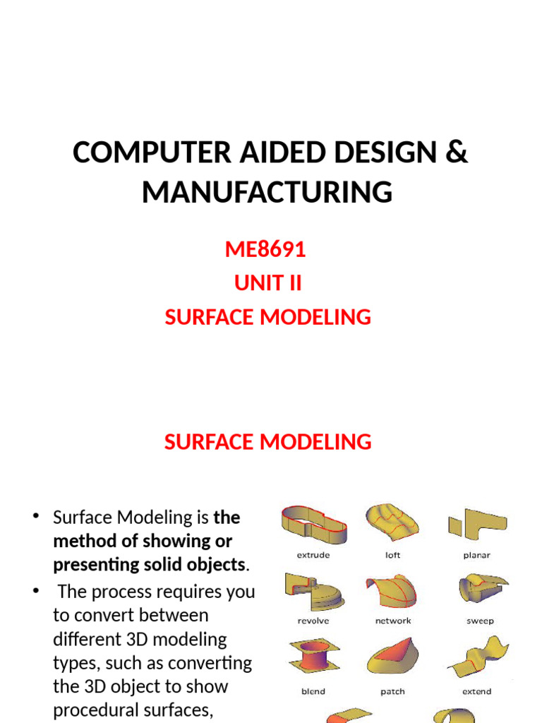 CAD UNIT II - SURFACE MODELING | PDF | Geometry | Geometric Shapes