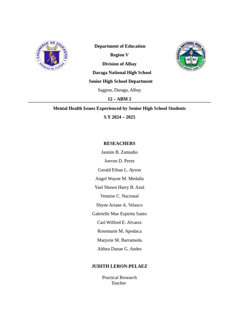 12 Abm 2 Mental Health Issues Final | PDF | Mental Health | Qualitative Research