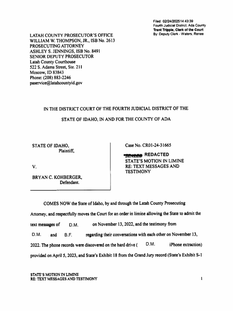 State's Motion on Texts & Testimony | PDF | Confrontation Clause | Hearsay