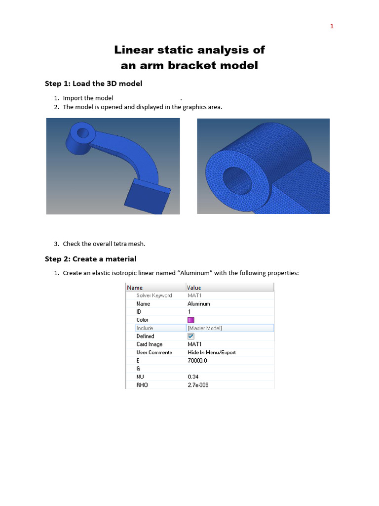 Linear Static Analysis of Arm Bracket | PDF