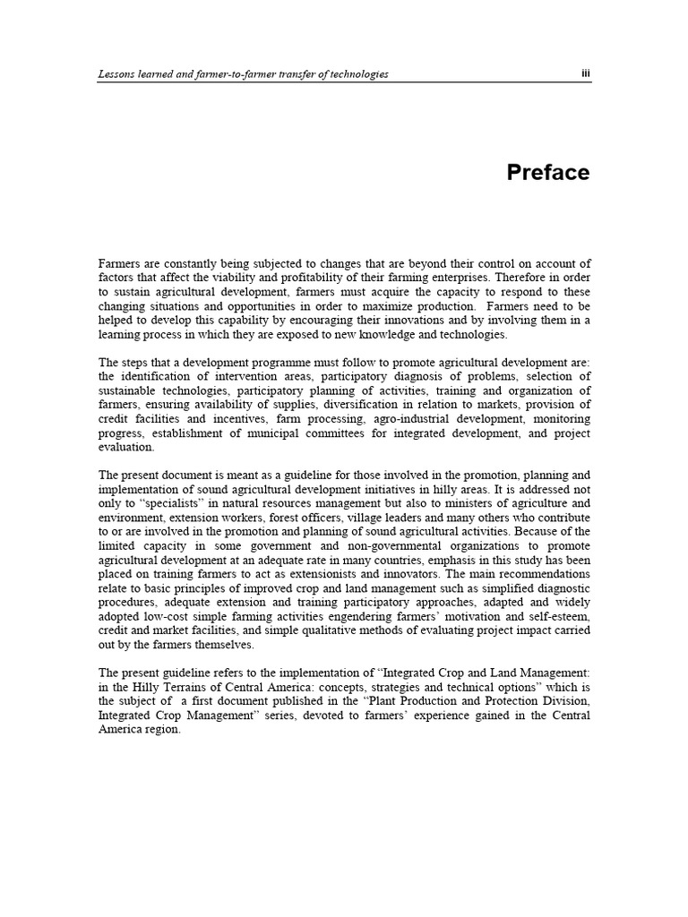Preface: Lessons Learned and Farmer-To-Farmer Transfer of Technologies | PDF | Soil | Root