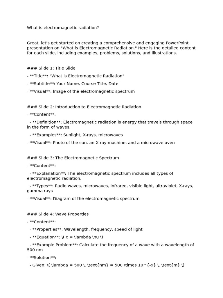 Overview of Electromagnetic Radiation | PDF | Electromagnetic Radiation ...