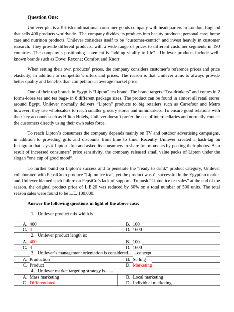 Case 2-Unilever Plc. | PDF | Unilever | Brand