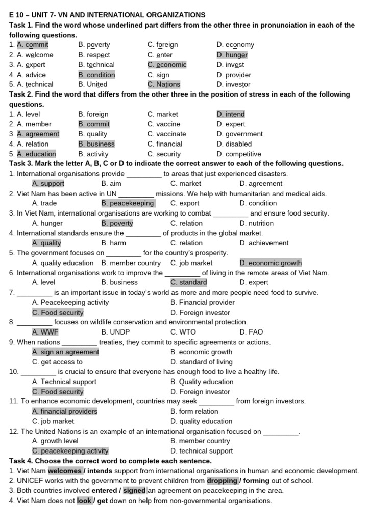 Anh 10 Unit 7 Truong | PDF | Vietnam | Food Security