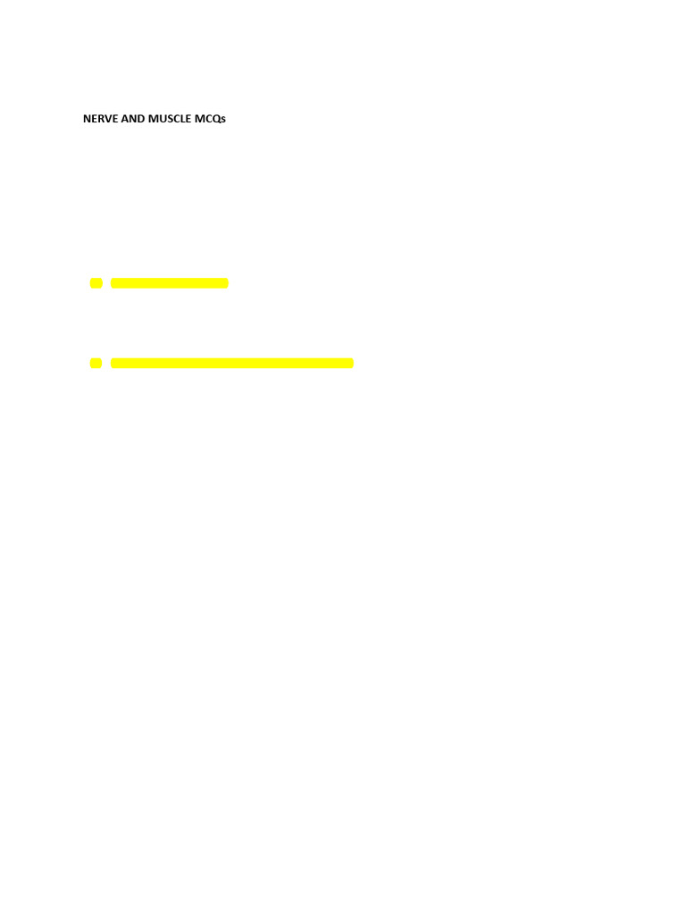 DR Simbini Nerve and Muscle Mcqs | PDF | Chemical Synapse | Muscle ...