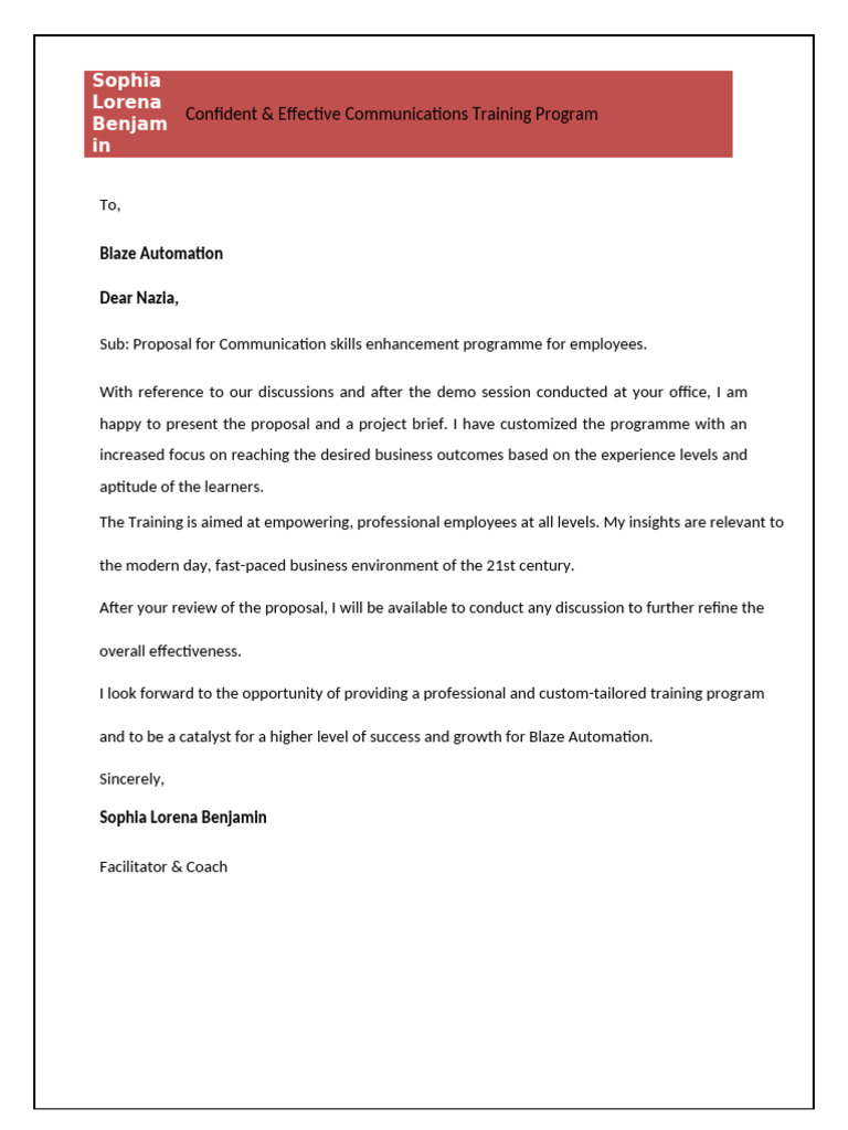 Proposal On Effective Communication Skills | PDF | Communication | Behavior Modification