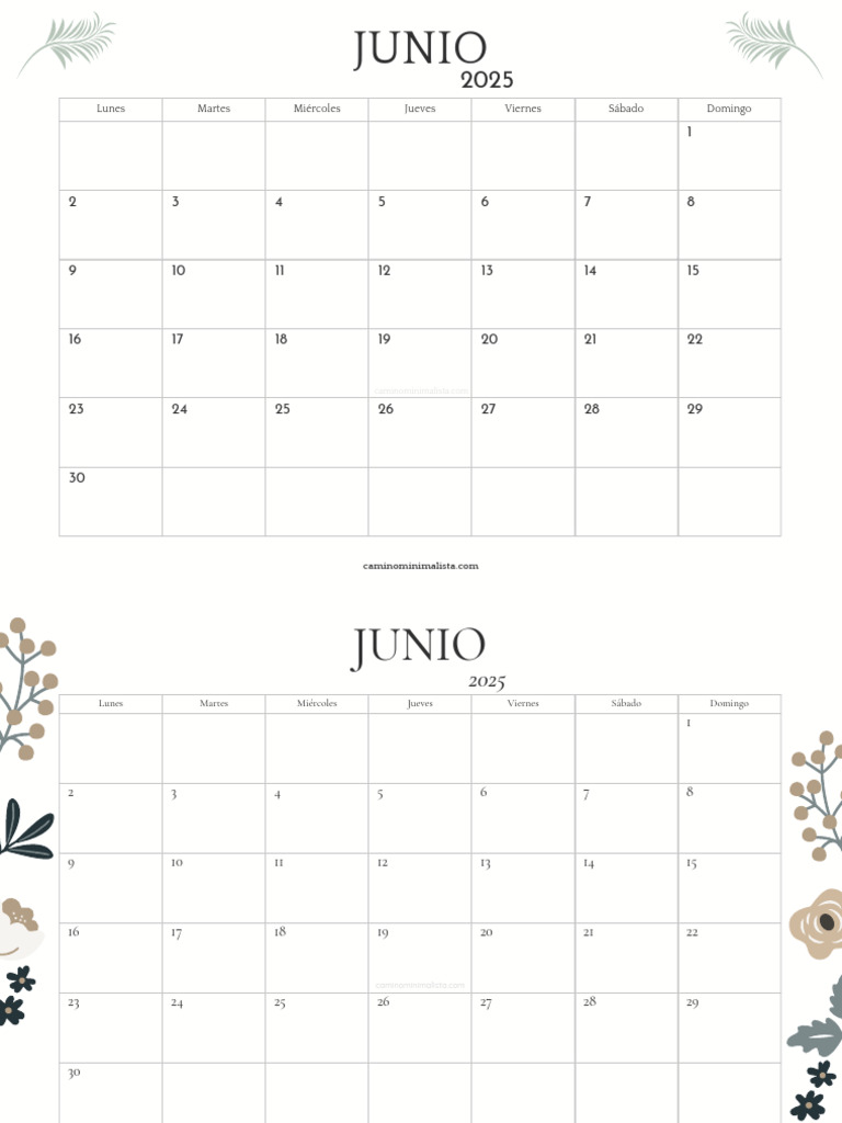 Calendario Junio 2025 | PDF