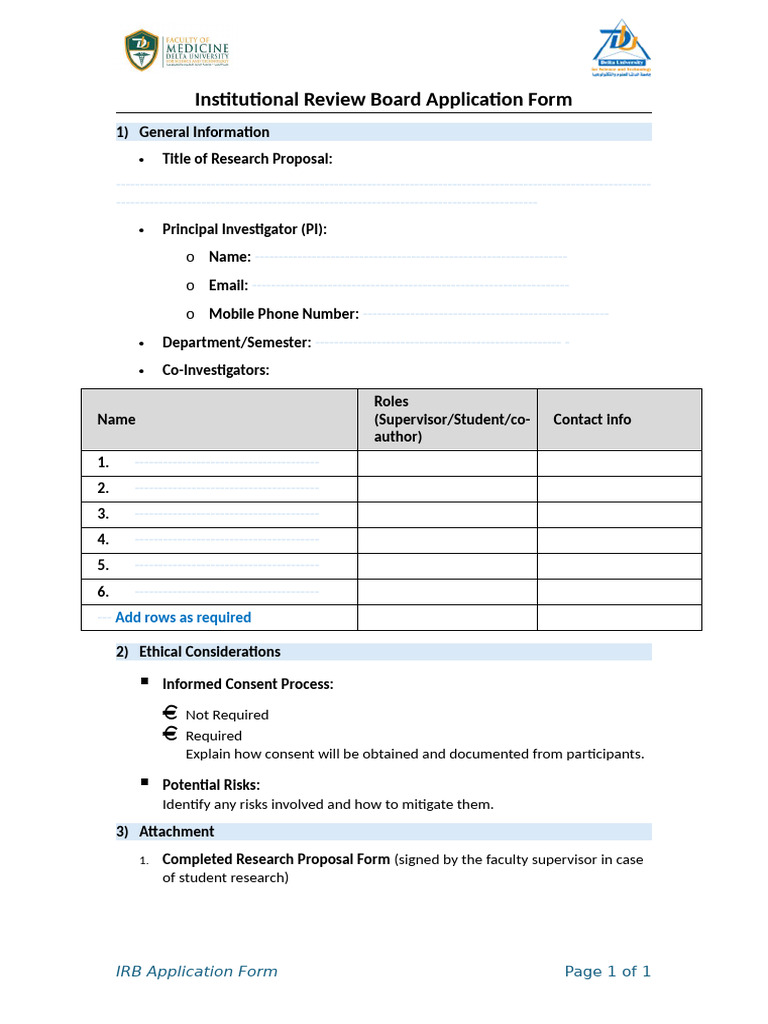 UIUC IRB Application Form | PDF