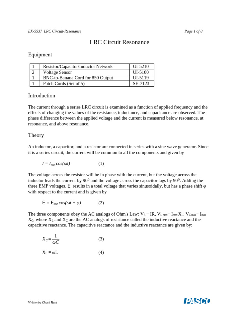 EX-5537-2 LRC Resonance | PDF | Resonance | Electrical Impedance
