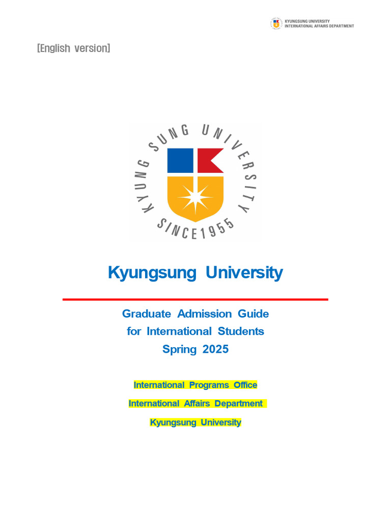 Kyungsung University Graduate Admissions 2025 | PDF | Academic Degree ...