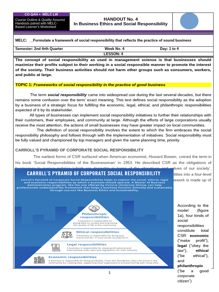 wk4 Q4 Bus-Ethics Handout4 | PDF | Corporate Social Responsibility ...