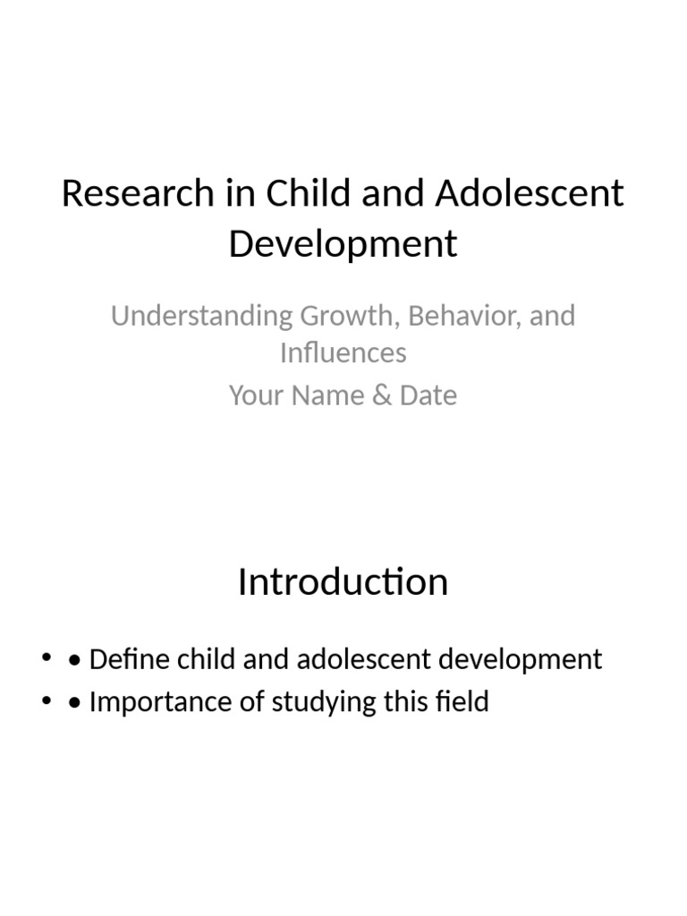 Child and Adolescent Development Insights | PDF