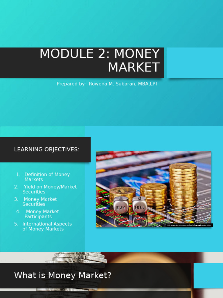 Module+2a Money+Market | PDF | Repurchase Agreement | Securities (Finance)