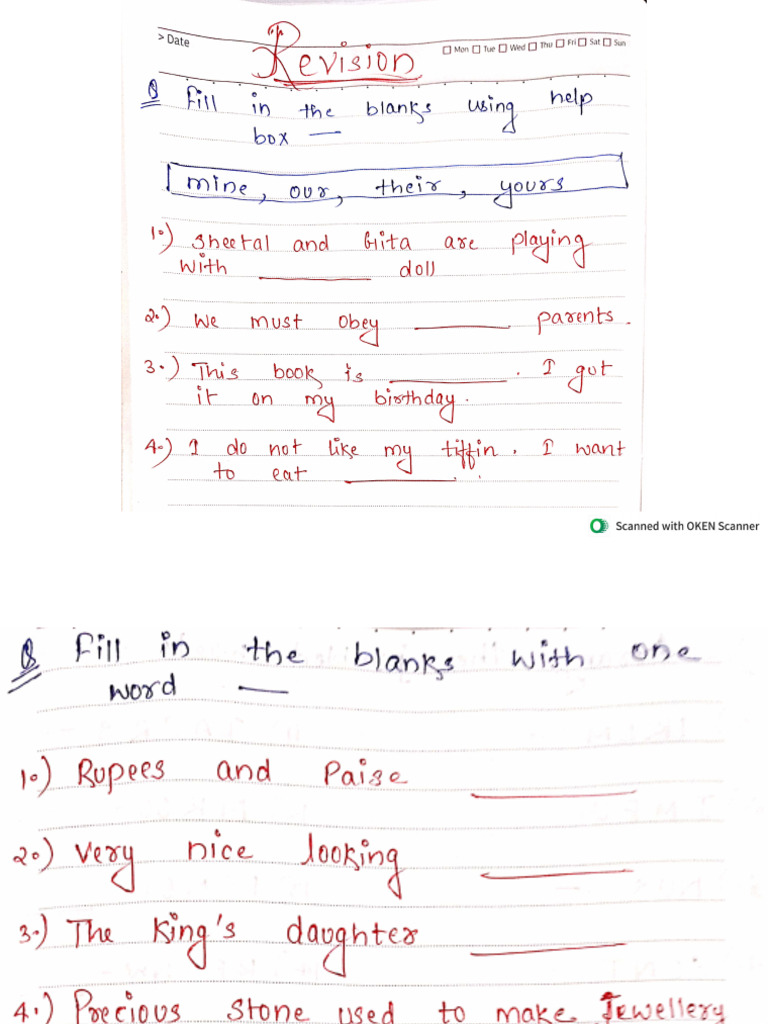 English Revision Work | PDF
