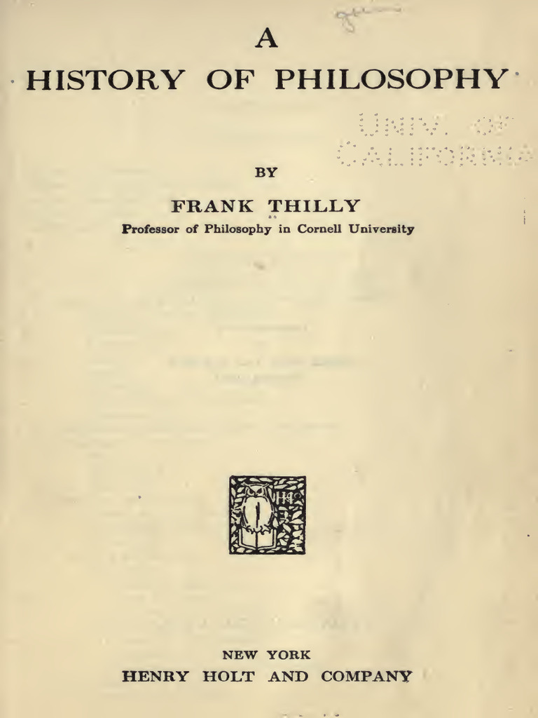 1914 Thilly Frank A History of Philosophy | PDF | Ancient Greek ...