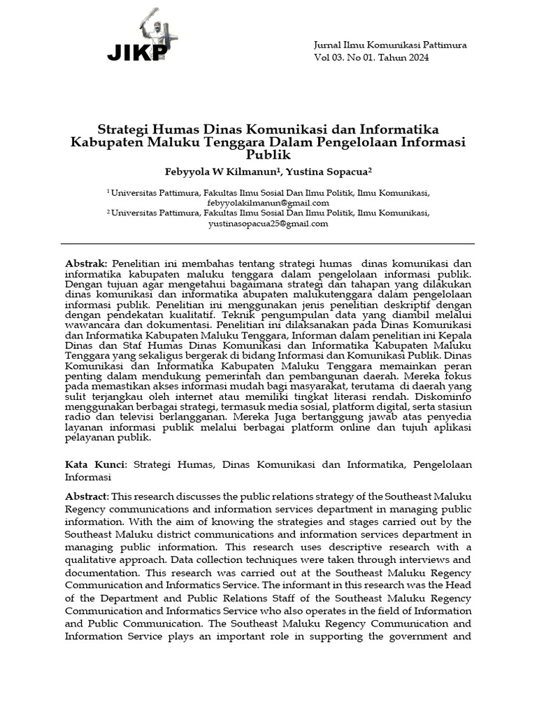 Strategi Humas Dinas Komunikasi Dan Informatika Kabupaten Maluku ...
