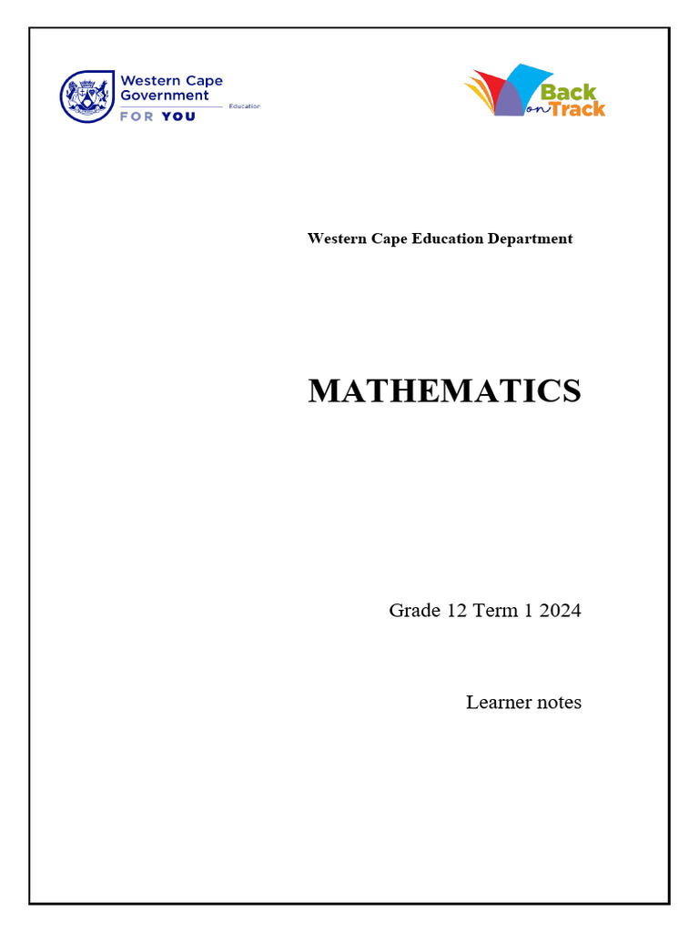 Mathematics BOT 2024 Grade 12 Term 1 Learner Notes | PDF | Asymptote ...