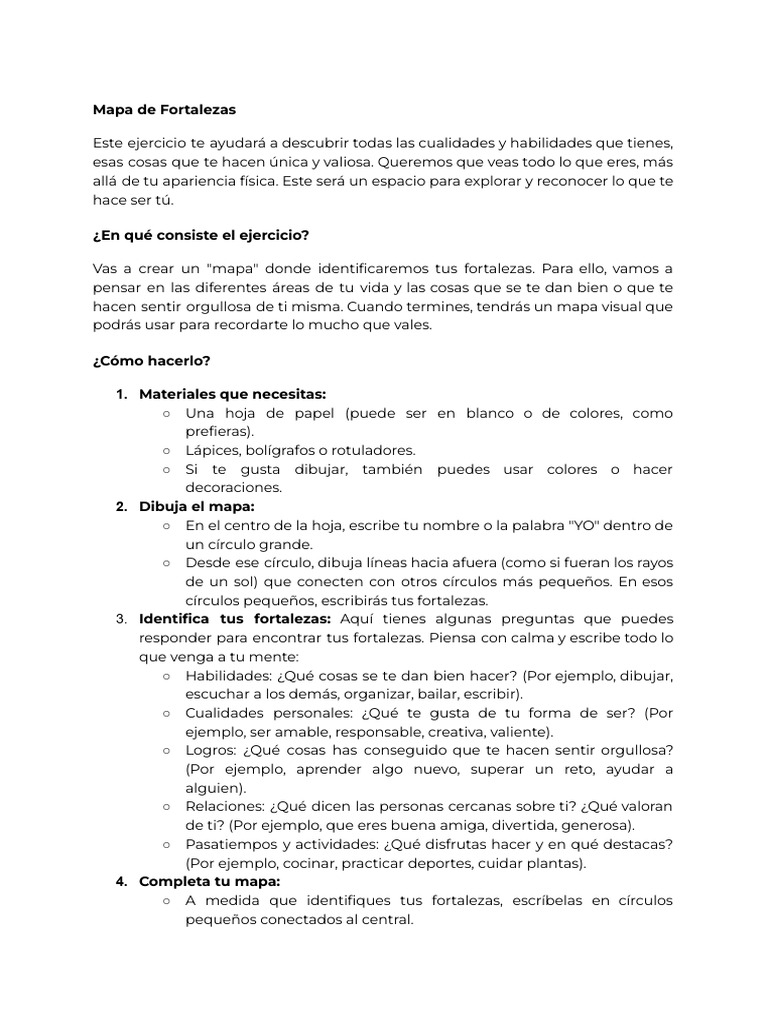 Ejercicio Mapa de Fortalezas | PDF